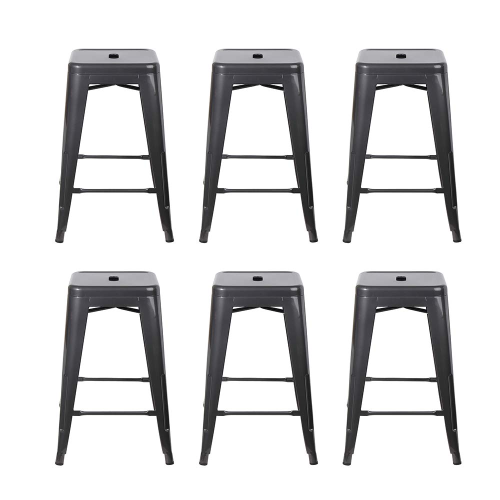 Amazon.com: Gia Design Group 24 Inch Metal Bar Stools Set of 6 - Gun ...