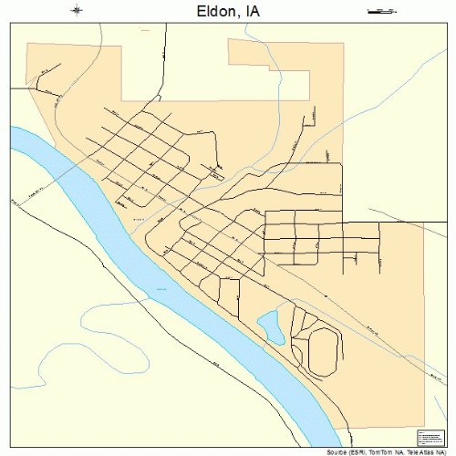 Large Street & Road Map of Eldon, Iowa IA - Printed poster size wall ...