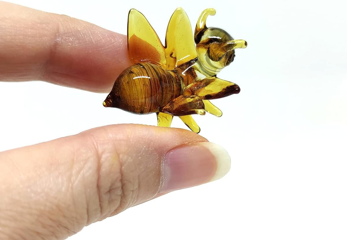 Amazon.com: 1" Tall Bee Blown Glass Figurine Crystal Insects Dollhouse ...