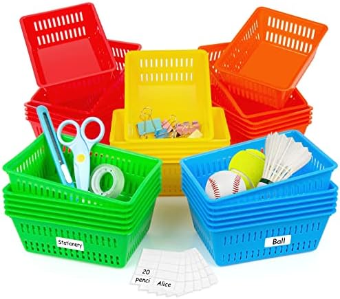 Amazon.com: DEAYOU 24 Pack Classroom Storage Baskets, Small Plastic ...