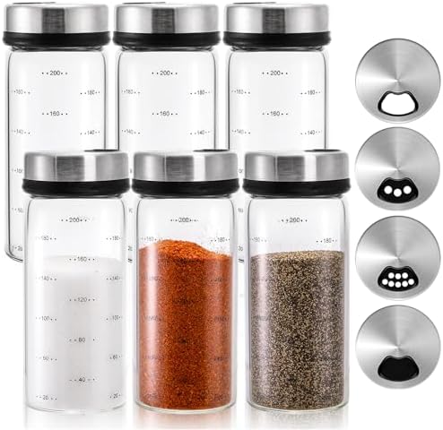 Amazon.com: Zhehao 6 Pcs Salt Pepper Shakers Set with Adjustable Pour ...