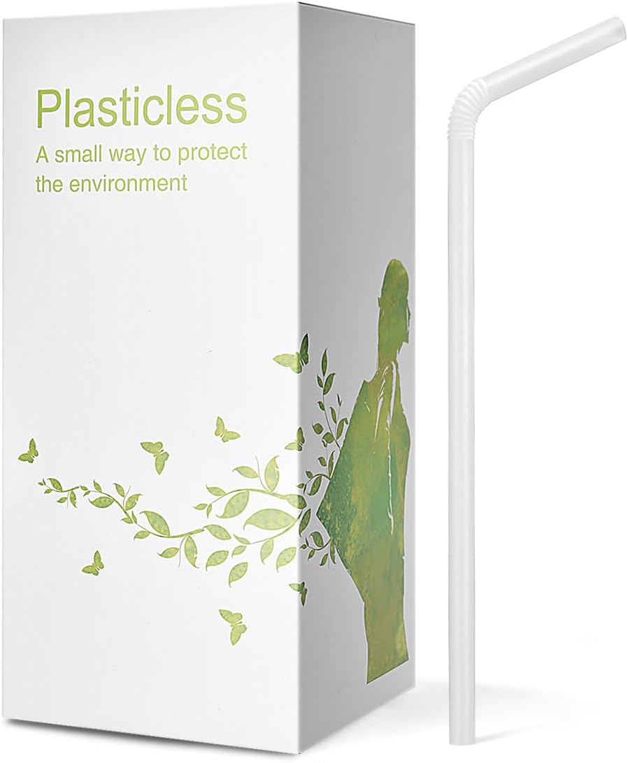 Amazon.com: 200 Count 100% Plant-Based Wrapped Compostable Straws ...