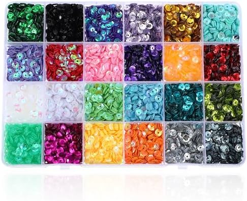 Loose Sequins 21600Pcs 5mm Bulk Sequins for Crafting 24 Colors Round ...