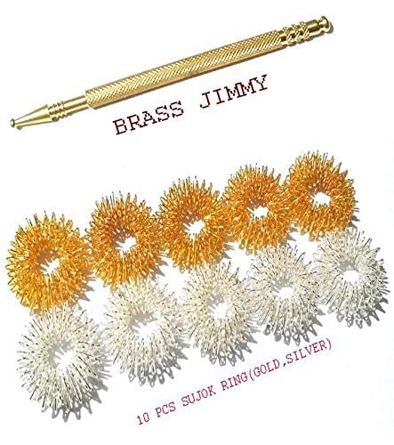 SAFEDEAL Acupressure 10 Sujok Metal Ring with 1 Pc Sujok Jimmy for ...