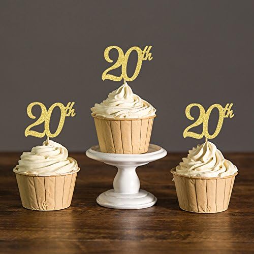 20th Anniversary Cupcake Toppers, Twenty Birthday Party Decoration ...