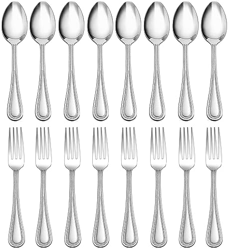 Amazon.com: 16-Piece Spoons and forks Set, E-far Stainless Steel ...