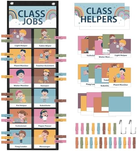 Amazon.com: ABCxGOOD Class Jobs Pocket Chart Class Management ...
