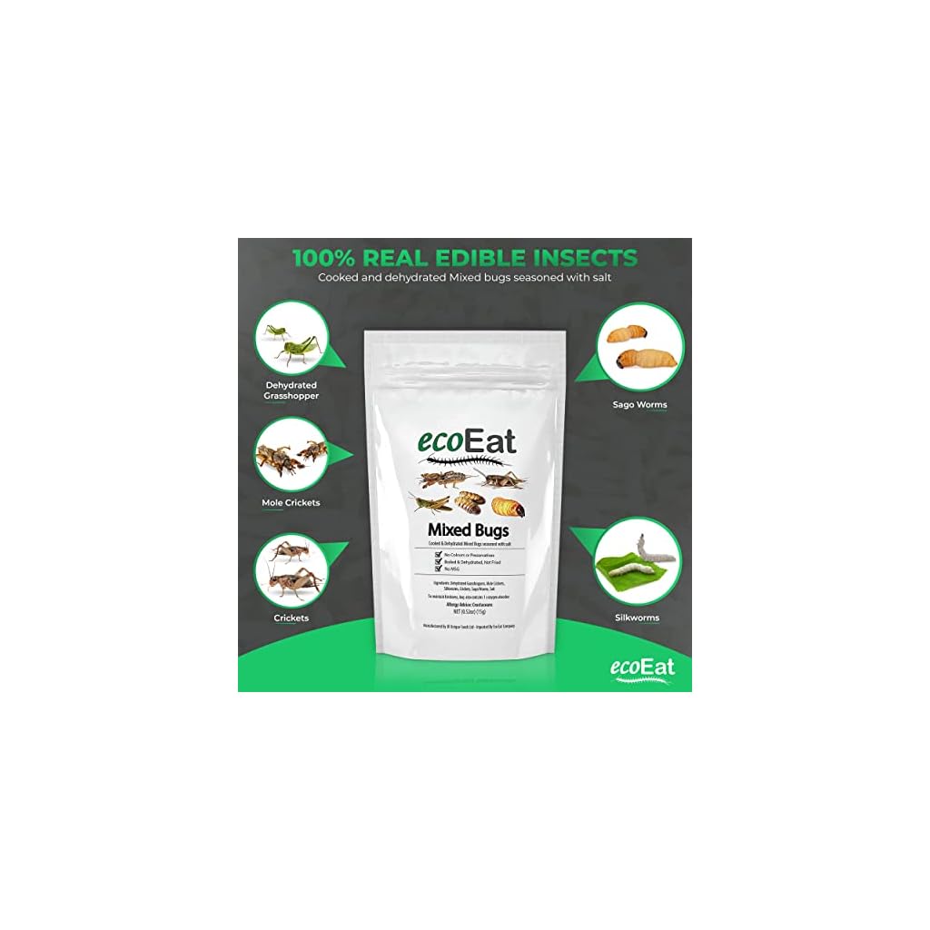 ecoEat Mixed Edible Insects - Edible Bugs Edible Dehydrated not Fried ...