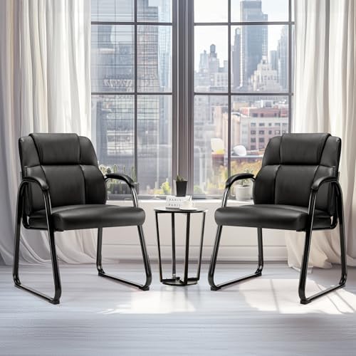 Amazon.com: DUMOS Leather Guest Chairs Set of 2,Waiting Room Chair with ...