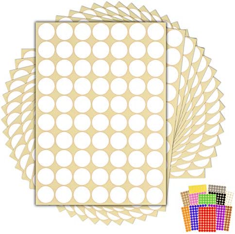 1,050 x White Sticky Dots - 19mm - Round Colour Coding Dot Stickers ...