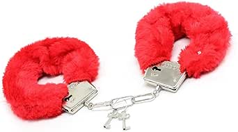 Amazon.com: Fluffy Stainless Steel Handcuffs (Red) : Health & Household