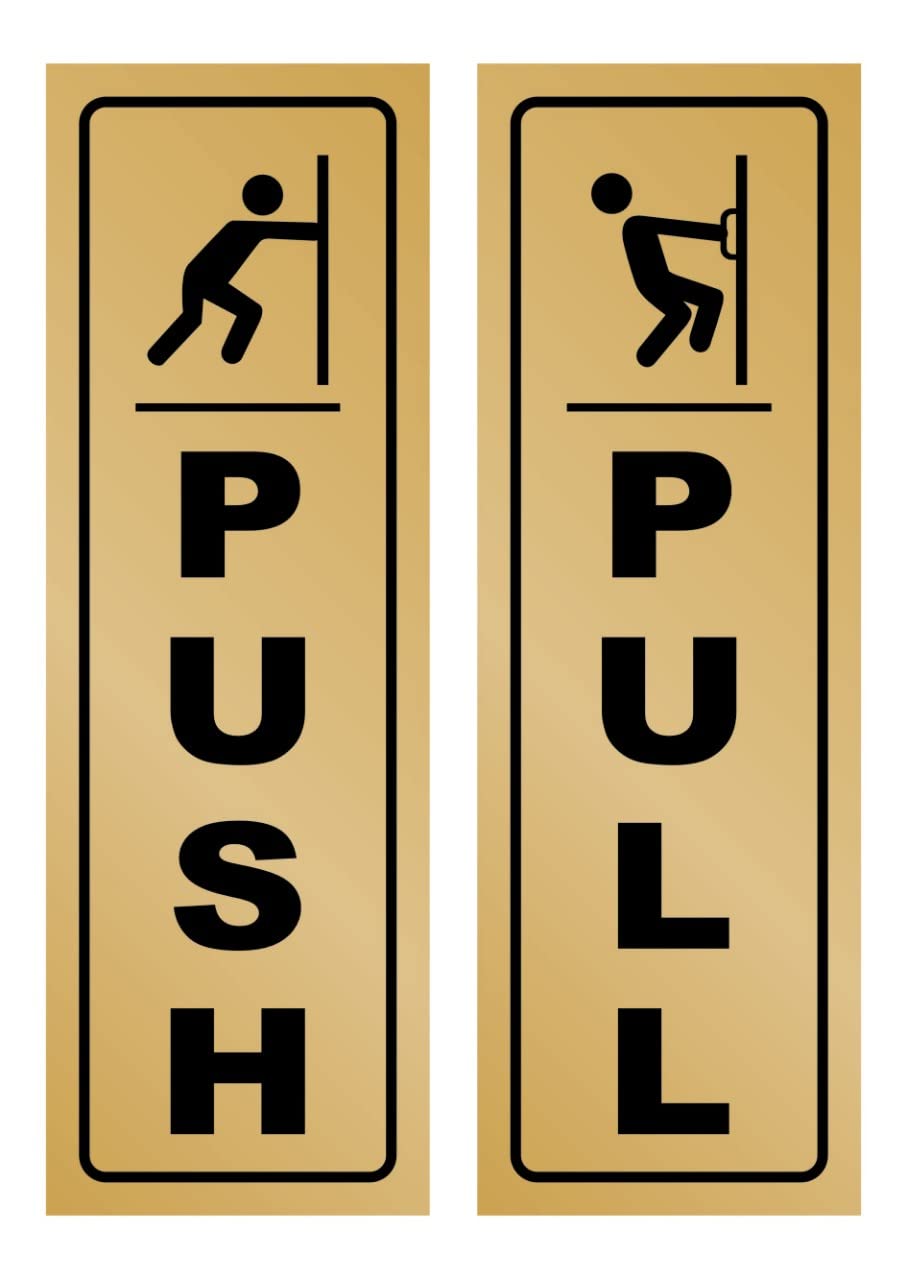 Creative Graphics Push Pull Metal Sign Stickers Self Adhesive Stainless ...