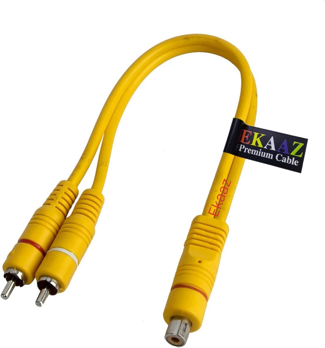 Ekaaz Rca Cable 1 Female To 2 Male Rca Speaker Splitter Dual Shielded ...