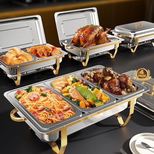 Amazon.com: HONHPD Golden Chafing Dish Buffet Set, 9 QT Stainless Steel ...