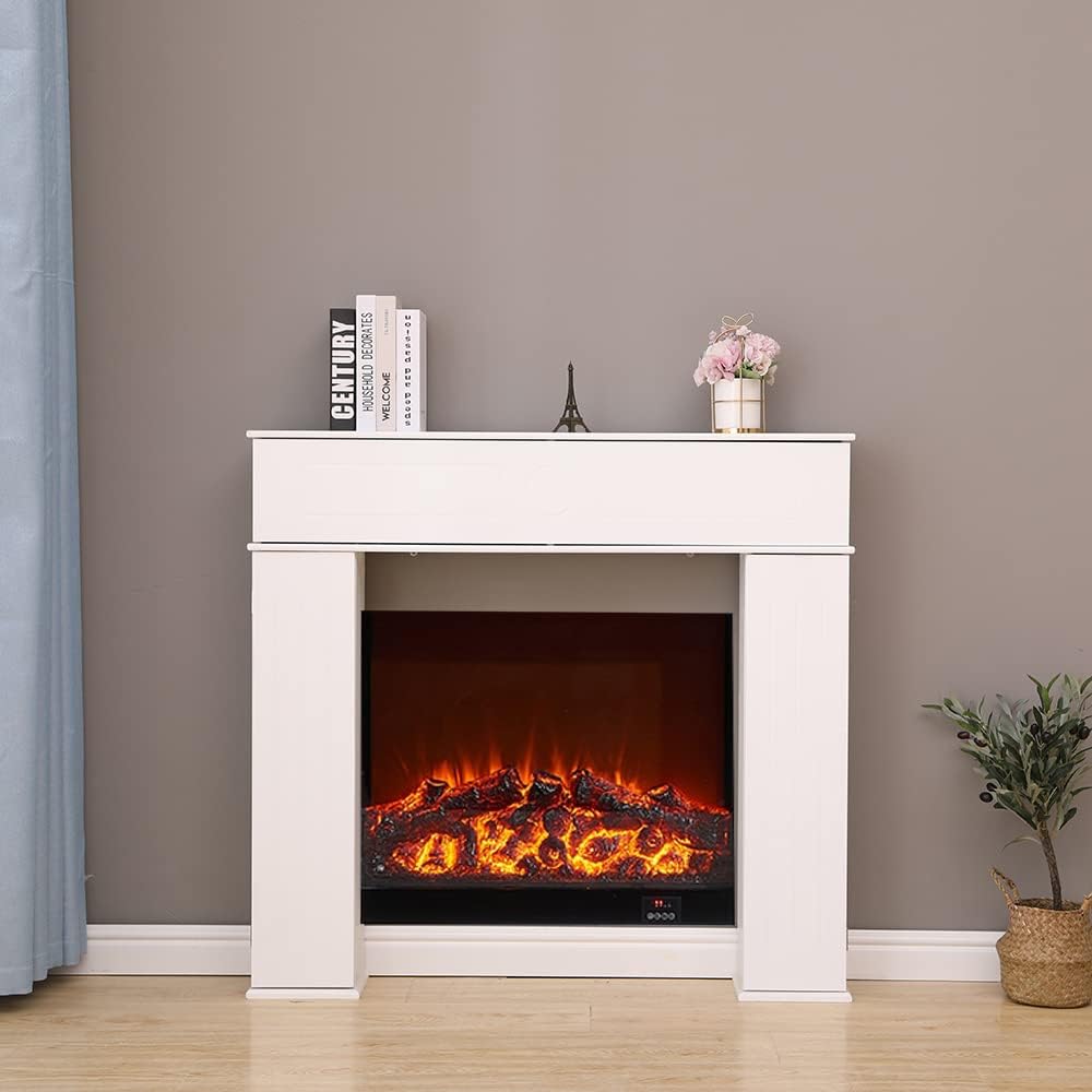 FUSIDE Fireplace Surround Wooden Storage Freestanding Fireplace Cover,3 ...