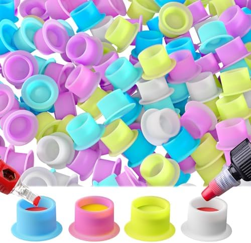 Amazon.com: 200pcs Tattoo Ink Cup Mix Color Disposable Silicone Tattoo ...
