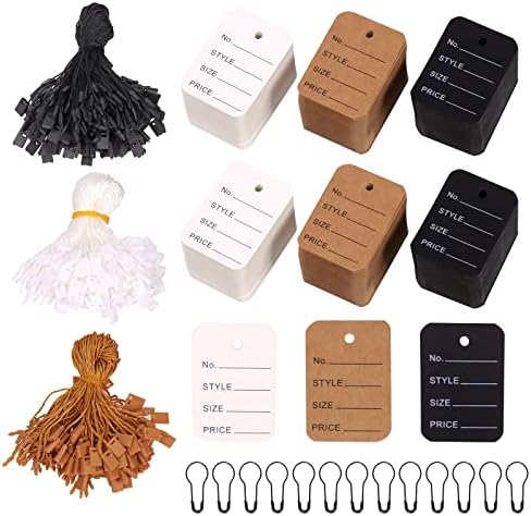 Keadic 1700pcs Pre-Printed Clothing Price & Hang Tag Set, Black Metal ...