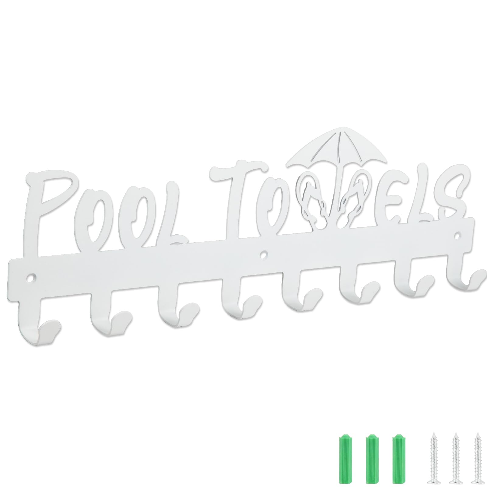 Amazon.com: IBosins Pool Towel Rack with 8 Hooks, Towel Holder Wall ...