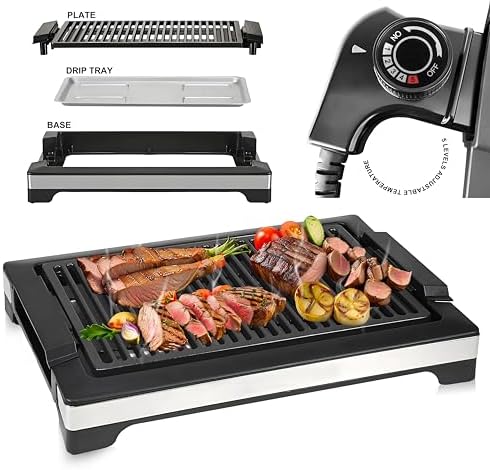 Amazon.com: Electric Portable Smokeless Grill, 5 Levels Adjustable ...