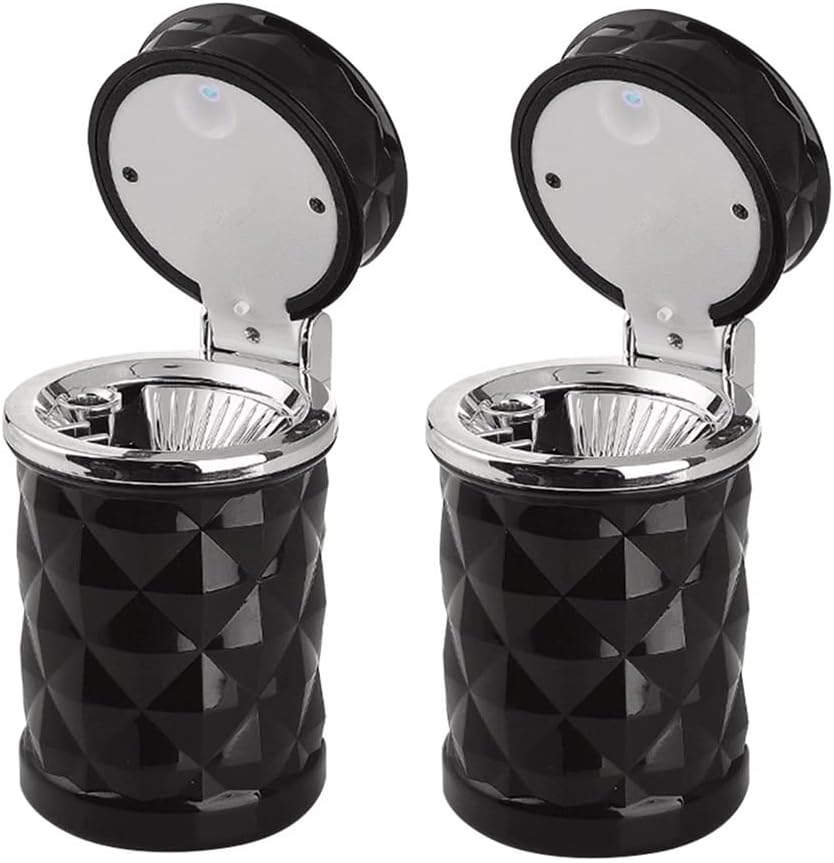 Car Mini Ashtray, TOTMOX ABS Black/White Smokeless Ashtray with Lid and ...