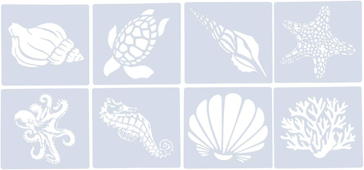 MILISTEN 8 Mixed Sea Creatures Stencils Set Plastic Sea Painting ...