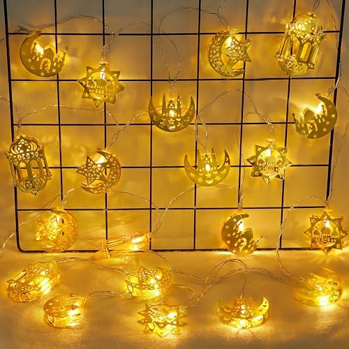 [Timer] Ramadan String Lights 10FT 20 LED, Moon Star Lantern Castle Eid ...