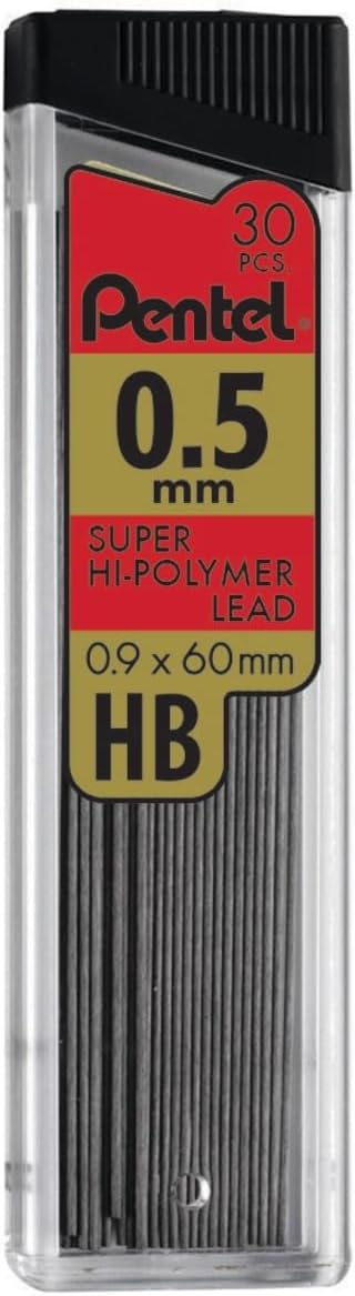 Amazon.com : Pentel Hi-Polymer Lead Refills, 0.5mm, HB, Black, 30 Leads ...