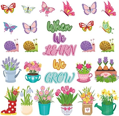 Amazon.com: 50Pcs Hello Spring Cut-Outs Flowers Butterflies with 90Pcs ...