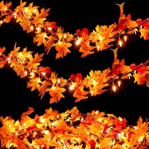 Amazon.com: Maple Leaf String Lights Thanksgiving Decorations, Fall ...