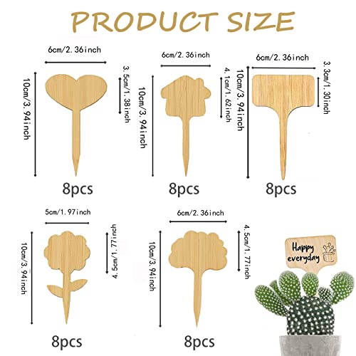 Pack of 40 Plant Signs, Bamboo Weatherproof, Plant Stakes, Garden ...