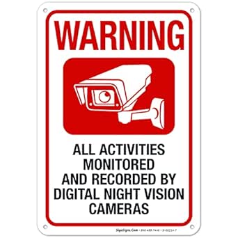 Warning All Activities Monitored and Recorded by Digital Night Vision ...