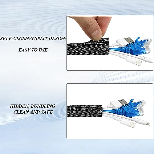 Self Closing Braided Cable Tidy Sleeve, Wire Management Tube, Woven ...