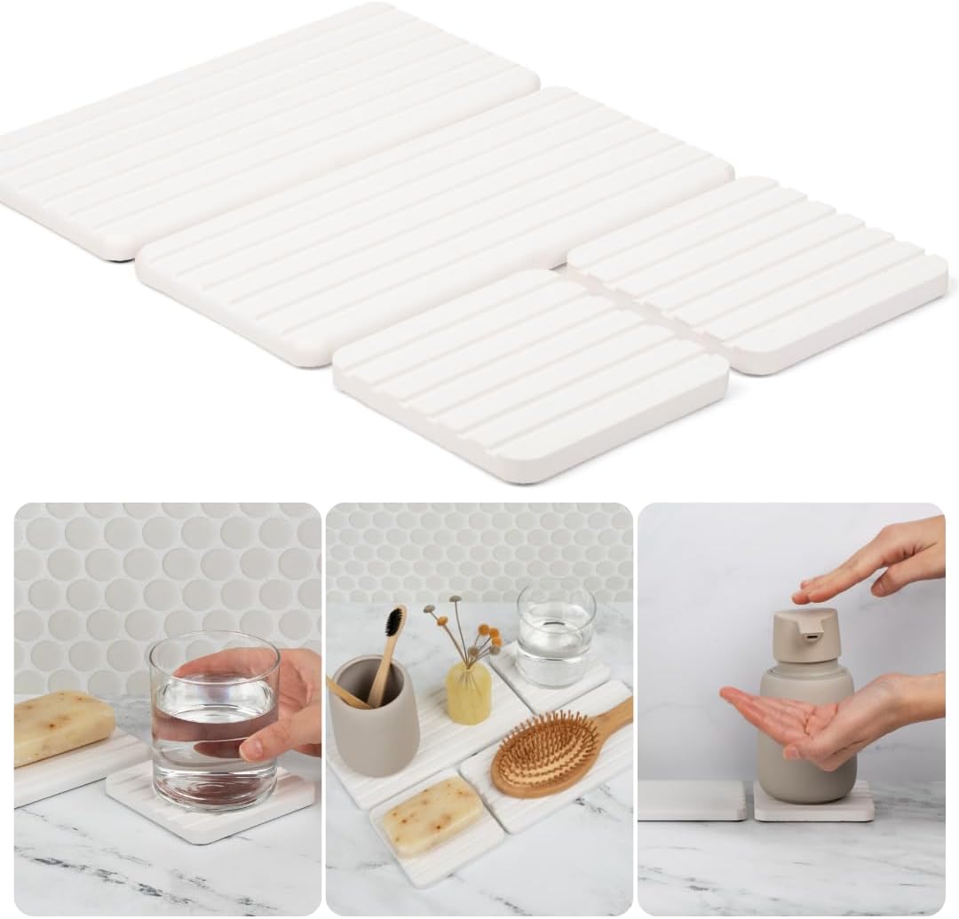Amazon.com: Yuibthr Water Absorbing Stone Tray, Quick Stone Drying Tray ...