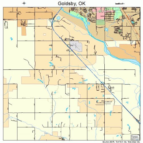 Large Street & Road Map of Goldsby, Oklahoma OK - Printed poster size ...