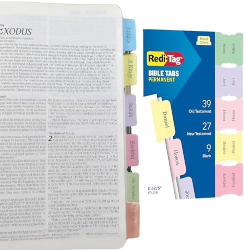 Redi-Tag Bible Tabs, Printed and Customizable, Pastel Colors, 75 ...