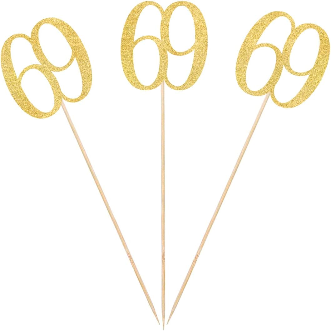 Amazon.com: Gold Glitter 69th Birthday Centerpiece Sticks, 12-Pack ...