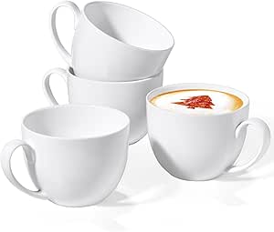 Amazon.com: Chulan 22 oz Extra Large Bone China Cereal Mug Set of 4 ...