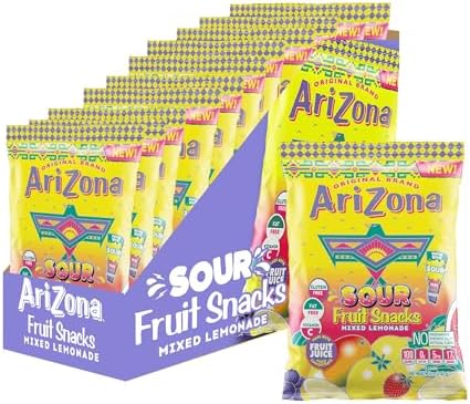 Amazon.com: AriZona Sour Lemonade Fruit Snacks - NEW - 5 Ounce Bags ...