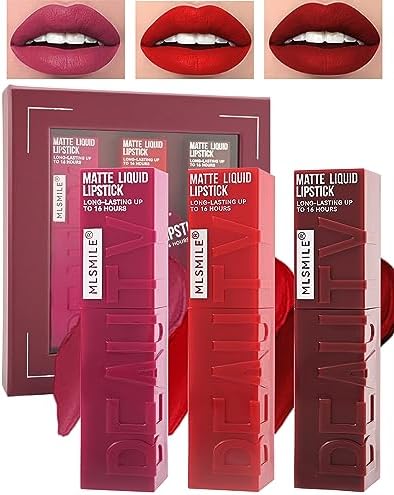 Amazon.com : Matte Liquid Lipstick Set-3Pcs High Pigmented Lip Stain ...