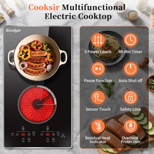 Cooksir Portable Electric Cooktop 2 Burner, 110V Plug in Electric ...
