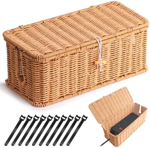Amazon.com: Large Cable Management Box with Lid – Handwoven Imitation ...