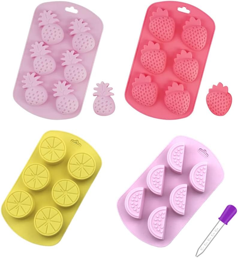 4 Pcs Fruit Shaped Jelly Molds, 3D Mini Pineapple Strawberry Orange ...