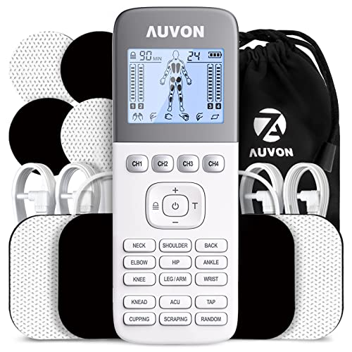 AUVON 4 Outputs H1 TENS Unit 24 Modes Muscle Stimulator for Pain Relief ...