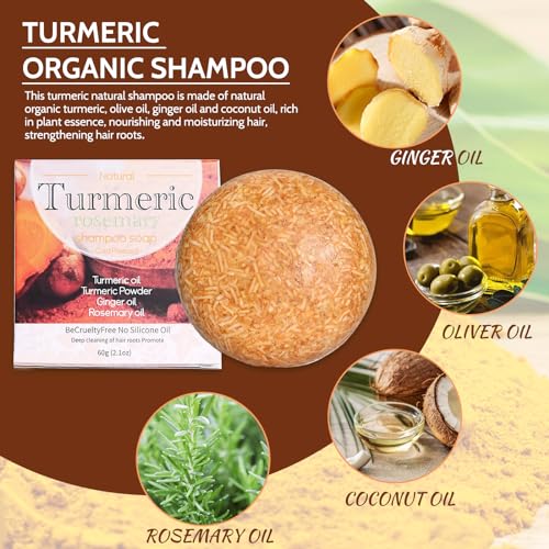 Turmeric Shampoo Bar, Ginger Hair Regrowth Shampoo Bar, Anti Hair Loss ...