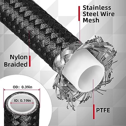 Snapklik.com : BRIFITOR 4AN 10FT PTFE Fuel Line Kit, AN4 E85 Nylon ...
