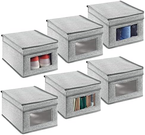 Amazon.com: mDesign Fabric Stackable Slim Shelf Storage Organizer Box ...