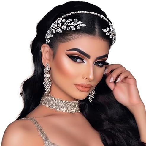 Amazon.com : WONRLUA Rhinestone Bridal Headband, Wedding Headpiece for ...
