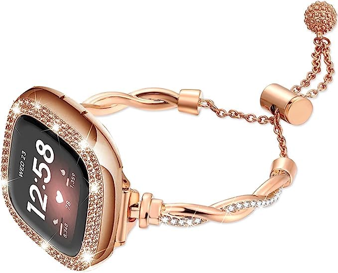 Amazon.com: Bling Band Compatible with Fitbit Versa 4/Sense, Fitbit ...