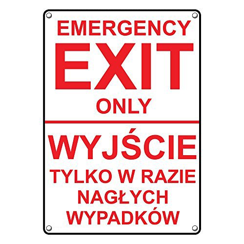 Weatherproof Plastic Vertical Emergency Exit Only [ English & Polish ...