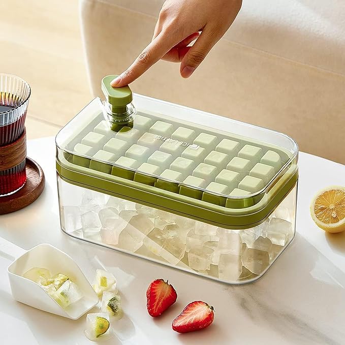 Buy KRISHOP Double Drawer Ice Cube Tray with Ice Storage Container ...